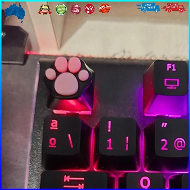 3D CAT PAW Aluminum Keycap for Mechanical Keyboard (Black Base+Pink Pad ...