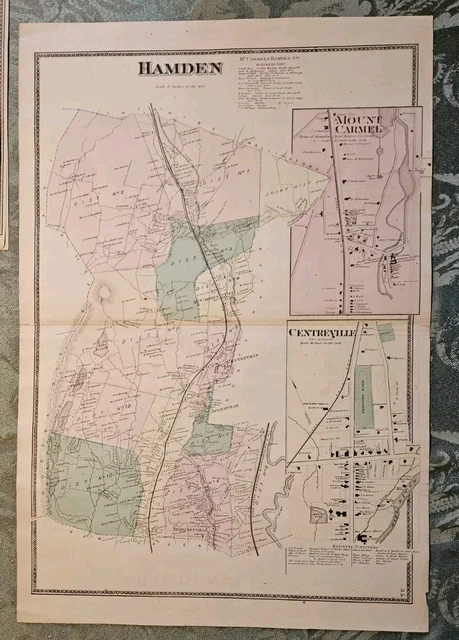 1868 MAP OF Hamden Connecticut Beers Atlas of New Haven County 1868 £23 ...