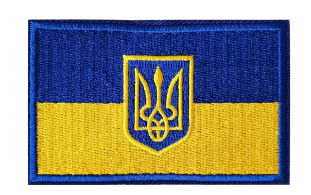 UKRAINE ABZEICHEN UKRAINISCHE Flagge mit Wappen Haken und Schlaufe taktischer Aufnäher EUR 3,83 ...