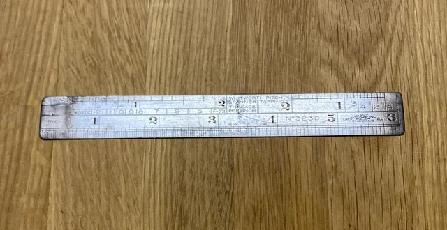 VINTAGE RARE CHESTERMAN 6 “ No 323D WHITWORTH PITCH STEEL RULE ...