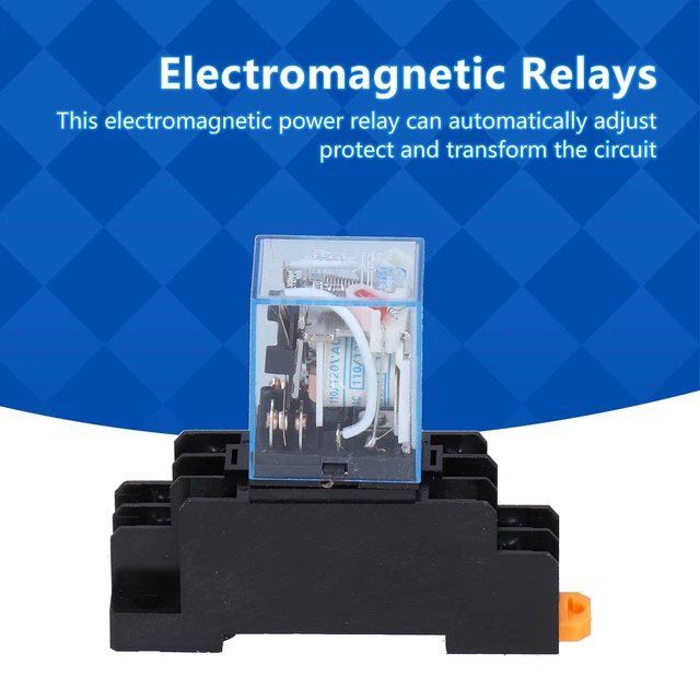 LY2NJ 8PINS ELECTROMAGNETIC Power Relays W/Socket Base Indicator Light ...