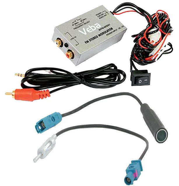 CAR AUX ADAPTER Veba Wired FM Modulator FAKRA Mercedes VW Peugeot iPod ...