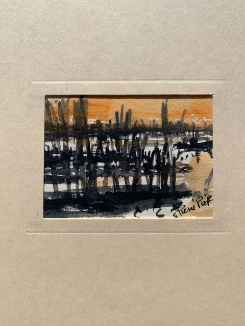 AQUARELLE MARITIME SIGNÉE Pierre PIOT 1970-1980 - Port aux aurores ...