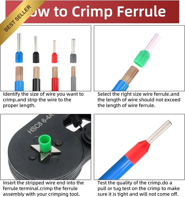 400PCS WIRE FERRULES Terminals Kit, AWG 22-10 Terminal Connector Wire ...