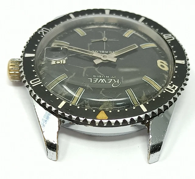 OROLOGIO REWEL DIVER swiss made vintage watch anni 60 mechanical clock ...