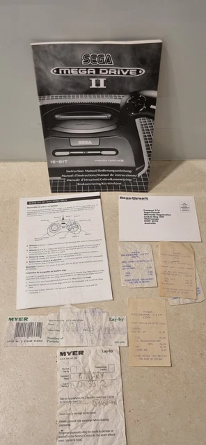 SEGA MEGA DRIVE 2 Instruction Manual And Original Recipts From 1996 $24 ...