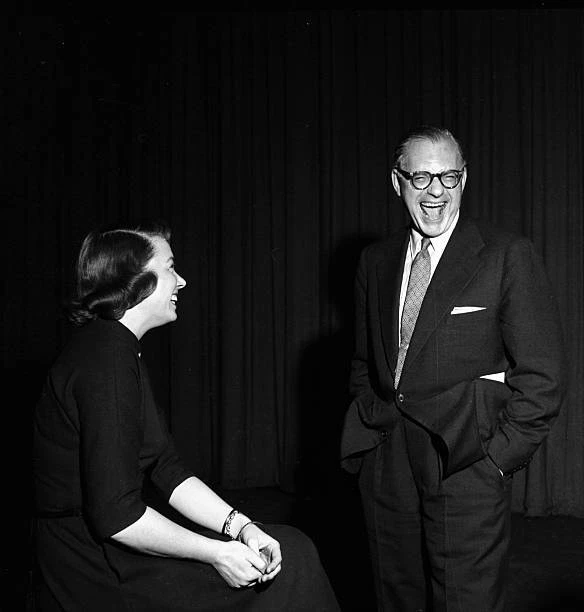 BENNETT CERF AND actress Jeff Donnell rehearse on set of the"Geo - 1956 ...