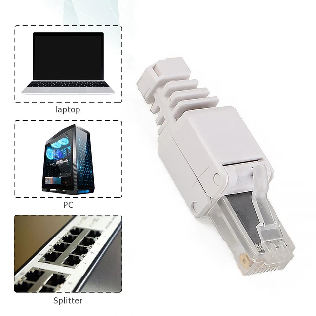 NETWORK CONNECTOR PLUGS Nickel Plating Crystal Head Terminal Connection ...