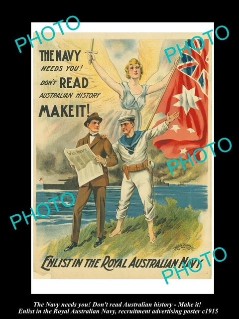 HISTORIC AUSTRALIAN ANZAC WWI MILITARY POSTER ENLIST IN AUSTRALIAN NAVY ...