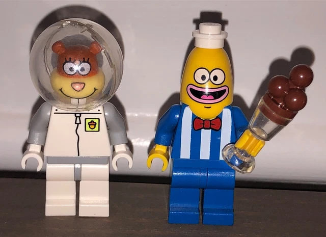 LEGO SPONGEBOB SANDY Cheeks & Ice Cream Vendor Minifigure Lot~Glove ...