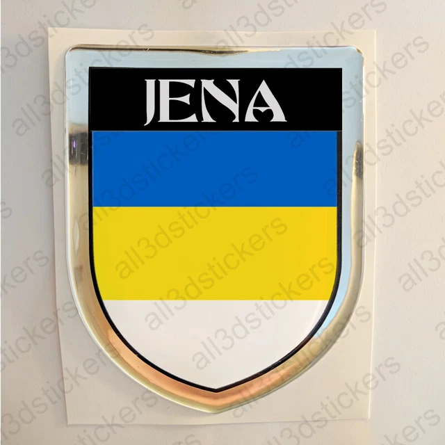 AUFKLEBER JENA DEUTSCHLAND Wappen Flagge 3D Kfz-Aufkleber Emblem Fahne ...