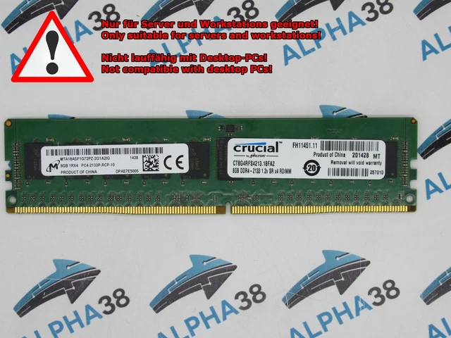 8 GB RDIMM ECC Reg DDR4-2133 RAM Supermicro 1028TP-DTR Server Memory ...