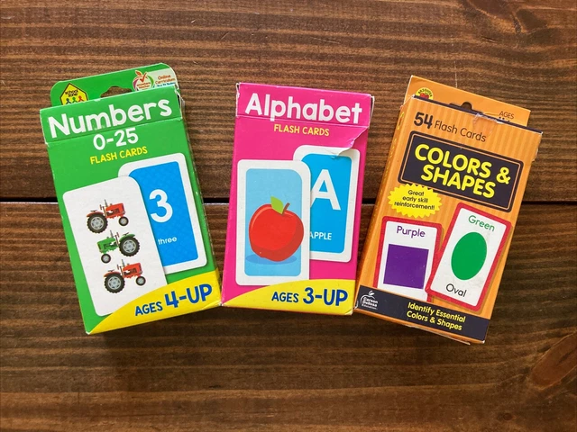 SCHOOL ZONE FLASHCARDS. Numbers 0-25. Alphabet. Colors And Shapes. Ages ...