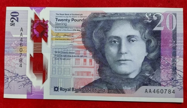 ROYAL BANK OF Scotland Uncirculated £20 Polymer Note Collectible Serial ...