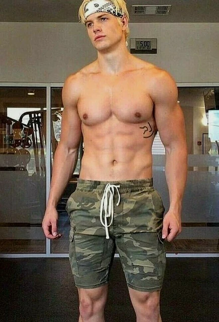 Shirtless Male Beefcake Blond Runner Athletic Jock Cu