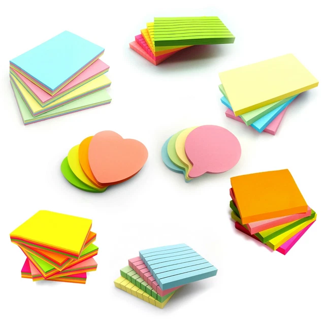 STICKY NOTES ASSORTED Pastel / Neon Pastel Colour Memo Pads Post It No ...