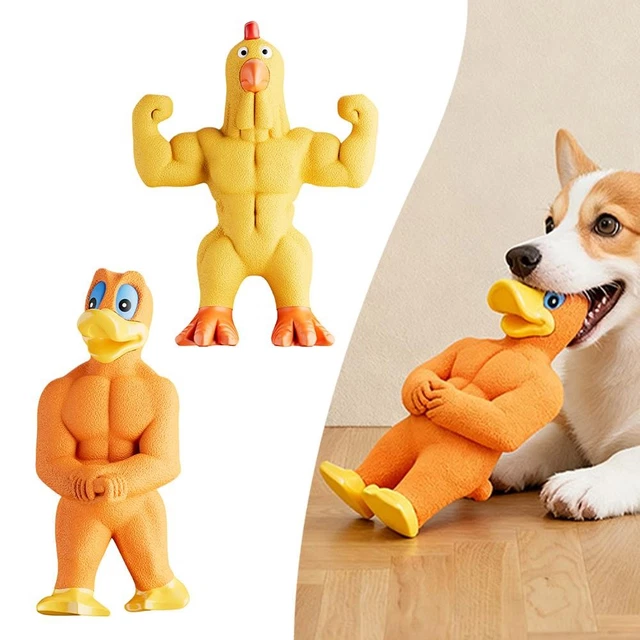 MUSCLE SILICA GEL Dog Calming Duck,2025 New Yellow Dog Duck Toy Ne W ...