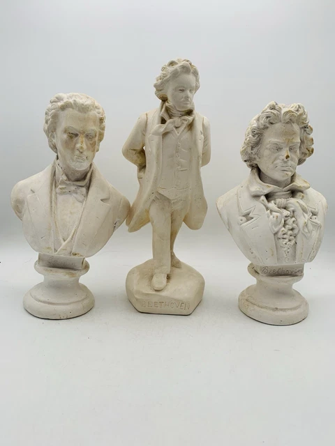 PLASTER BUSTS OF Beethoven and Chopin with with a plaster sculpture of ...