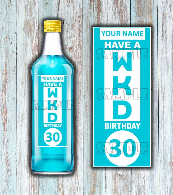 PERSONALISED BLUE WKD Alcopop Vodka Bottle Label 275ml 700ml Birthday ...
