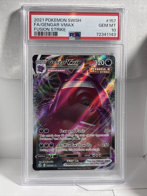 POKEMON TCG FUSION Strike Gengar Vmax #157 Full Art Holo Rare Psa 10 ...