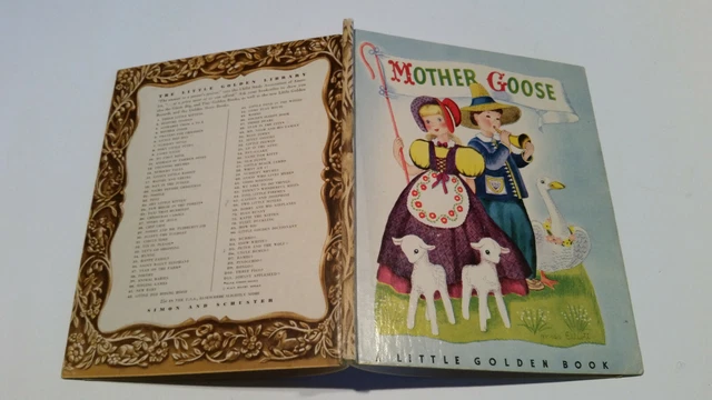 LITTLE GOLDEN BOOK VINTAGE 1942 MOTHER GOOSE Miss Elliott scroll #4 COL ...