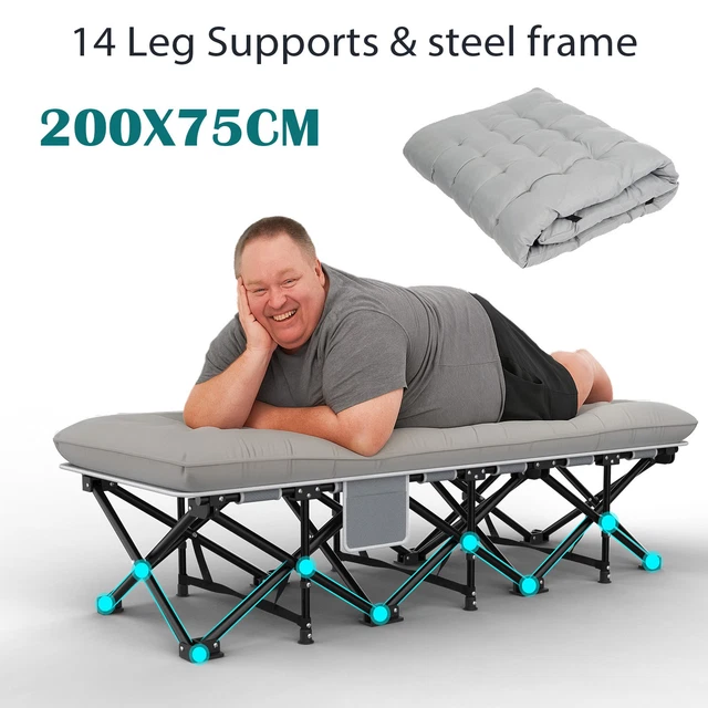 200X75CM PORTABLE CAMPING Bed for Adult Sleeping Guest Bed Outdoor Cot ...