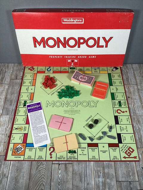 VINTAGE MONOPOLY BOARD Game - Waddingtons 1984 Red Long Box Edition ...