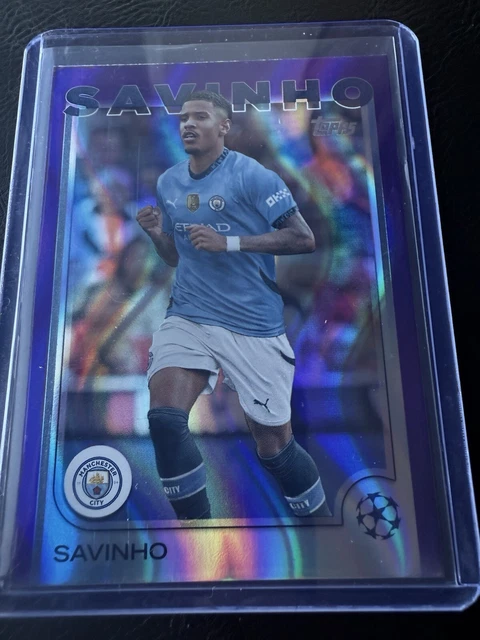 TOPPS UCC FLAGSHIP Purple Flowfractor Card Savinho Manchester Man City ...