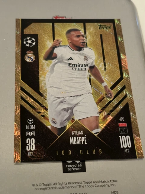 KYLIAN MBAPPE 100 Club Match Attax 2024 2025 24/25 Football Card Real ...