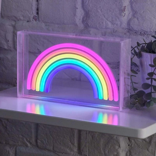 NEON LED RAINBOW Light Sign Light Up Kid's Room Lamp Night Lights USB ...