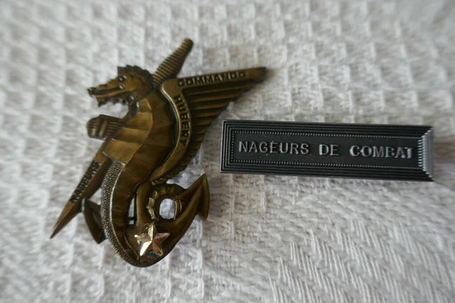 INSIGNE FORCES SPÉCIALES commando marine Hubert Nageurs avec barrette ...