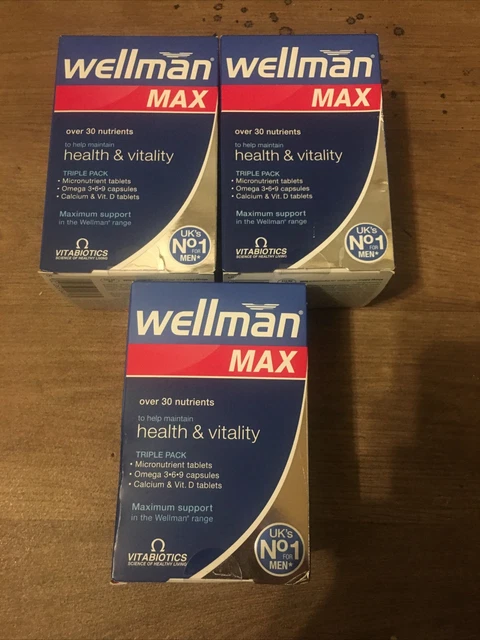 3X VITABIOTICS WELLMAN Max -84 Tablets/Capsules In Each Pack 252 Total ...