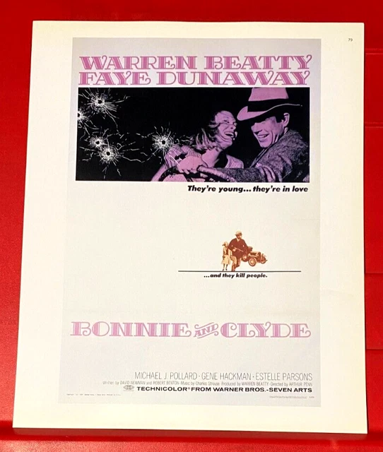 BONNIE AND CLYDE Warren Beatty/Faye Dunaway Poster Art PICTURE / PRINT ...