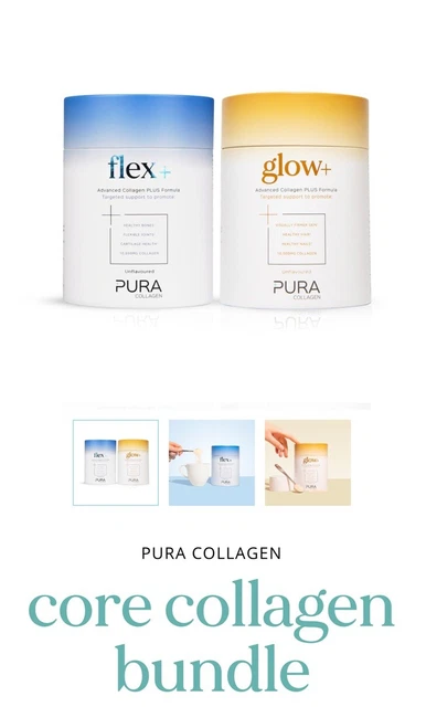 PURA COLLAGEN CORE Bundle Glow+ & Flex+ 280g Advanced Plus CHEAPEST £54 ...