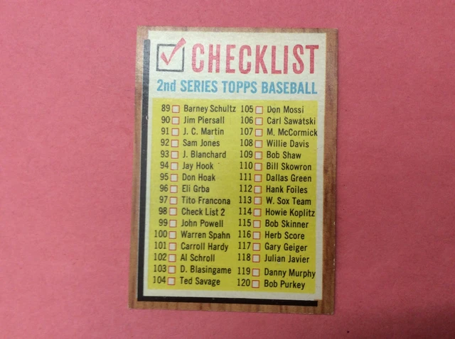 1962 TOPPS #98 2nd SeriesSeries Checklist Unmarked Checklist. EUR 7,72 ...