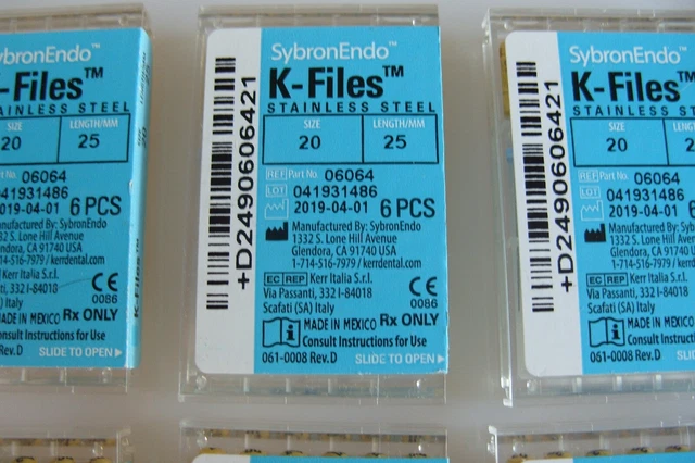 KERR SYBRON ENDO K-File Size 20 25mm Dental Endodontic Root Canal Files ...