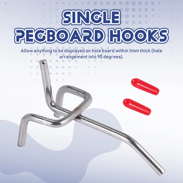 25X SINGLE PEGBOARD Hooks 50mm Board Slat Wall Retail Display Shop Peg ...