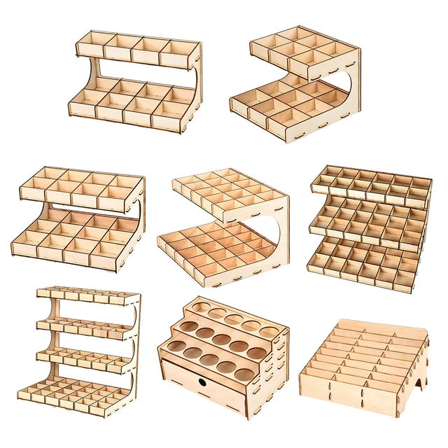 WOODEN STORAGE RACK Stand Acrylic Paint Bottle Hobby $34.97 - PicClick CA