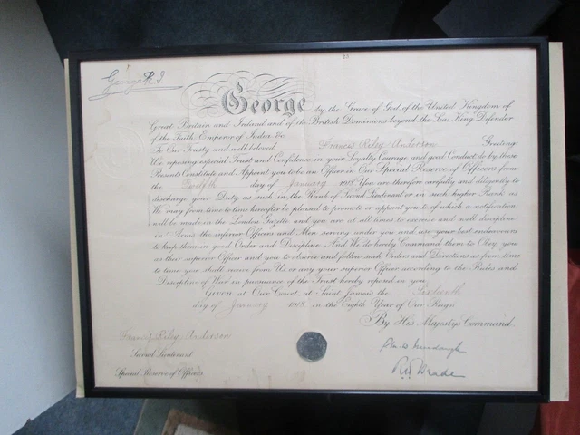 ANTIQUE MILITARY DOCUMENT-FRANCIS Riley Anderson-Certificate Of ...