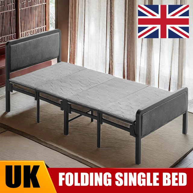 FOLDING GUEST STUDENT Single Bed Nap Daybed Office Rollaway Steel Bed ...