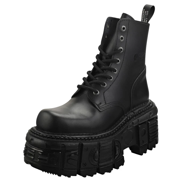 NEW ROCK METALLIC M-mili084n-s5 Unisex Platform Boots in Black - 5 UK £ ...