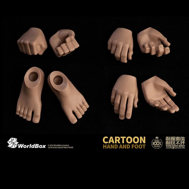 WORLDBOX AT040 1/6 Cartoon Hands Foot Feet For 12" Male Action Figure ...