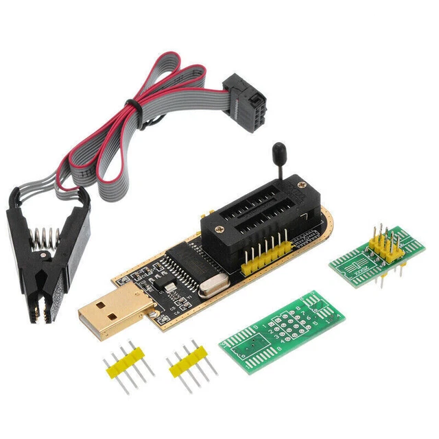 PROGRAMMEUR BIOS USB Flasher EEPROM série CH341A 24 25 avec Clip SOIC8 ...
