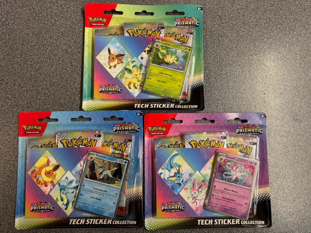 POKEMON PRISMATIC EVOLUTIONS Tech Sticker Collection - Set of 3 £72.47 ...
