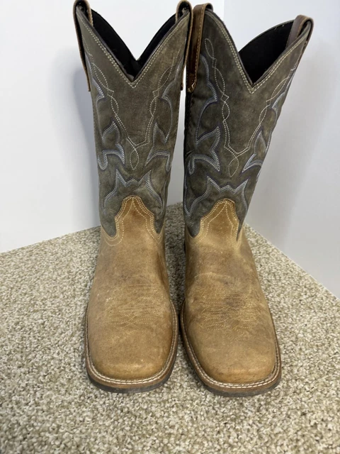 ROPER WESTERN BOOTS Mens 11 D Brown Leather Square Toe Work Slip Oil ...