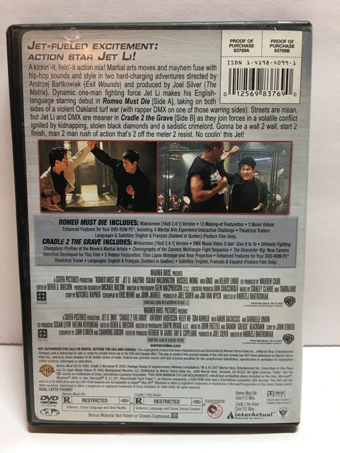 ROMEO MUST DIE & Cradle 2 Grave (DVD, 2003) Jet Li Action Double ... ROMEO MUST DIE & Cradle 2 Grave (DVD, 2003) Jet Li Action Double ...