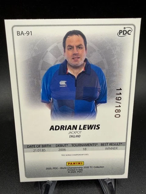PANINI PDC WORLD Championship 2026 # Adrian Lewis # BA-91 # Parallel ...