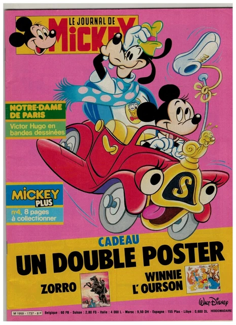 LE JOURNAL DE Mickey de 1985 double poster Zorro Winnie l'ourson voir ...