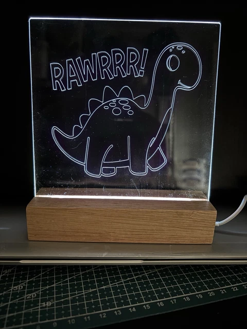 LED COLOUR-CHANGING USB Acrylic & Wood Tabletop Night Light, Animal ...