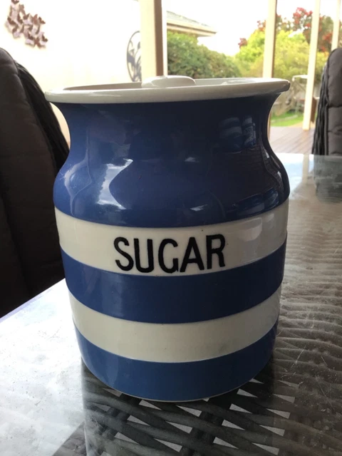 RARE TG GREEN Sugar Canister with lid Cornish Blue Cornishware £30.44 ...